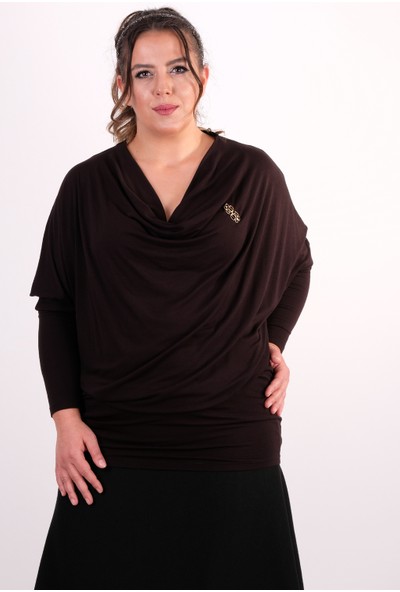 Arda Tekstil Siyah Uzun Kollu Degaje Yaka Tunik