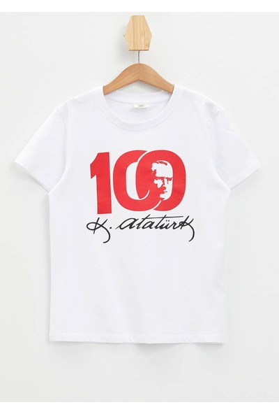 DeFacto Erkek Çocuk 23 Nisan Atatürk Baskılı Kısa Kollu Tişört N8323A620SM