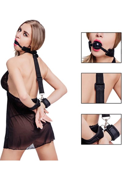 Lolita Fetiş Esaret Seti Boyun Için El Manşetleri Ile Ağız Topu