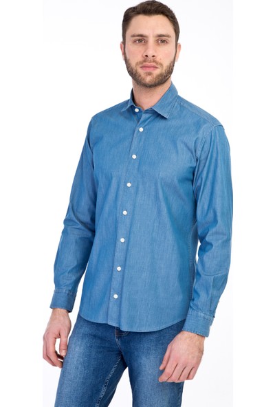 Kiğılı Erkek Uzun Kol Denim Gömlek