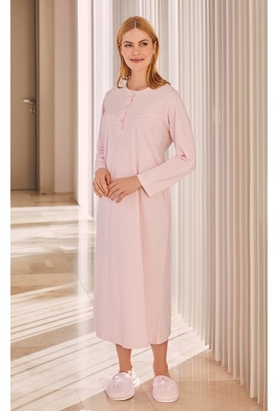 Şık Mecit Dantelli Uzun Kollu Büyük Beden Gecelik Şık Mecit Dantelli Uzun Kollu Büyük Beden Gecelik