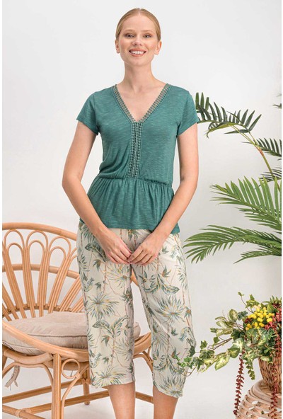 Arnetta Dandelion Cam Yeşili Kadın Kapri Takım