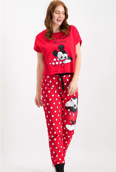 Mickey Mouse Lisanslı Kırmızı Kadın Pijama Takımı Mickey Mouse Lisanslı Kırmızı Kadın Pijama Takımı