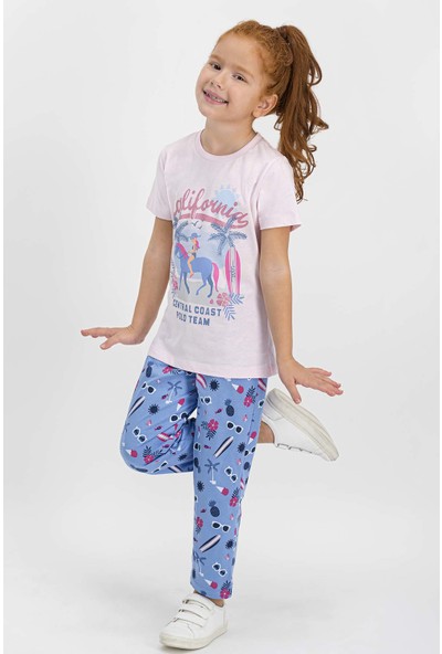 U.S. Polo Assn Lisanslı Toz Pembe Kız Çocuk Pijama Takımı