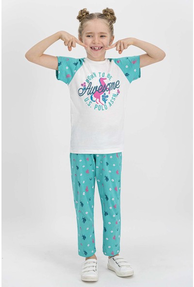 U.S. Polo Assn. Kısa Kollu Kız Çocuk PİJAMA TAKIMI KREM