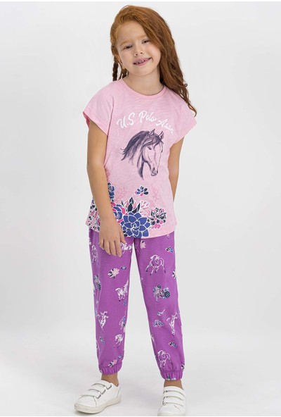 U.S. Polo Assn Lisanslı Açık Pembe Kız Çocuk Pijama Takımı U.S. Polo Assn Lisanslı Açık Pembe Kız Çocuk Pijama Takımı