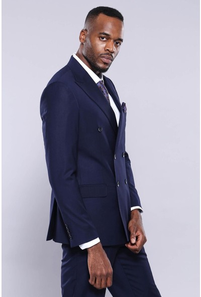 Wessi Kruvaze Lacivert Slim Fit Takım Elbise Wessi Kruvaze Lacivert Slim Fit Takım Elbise