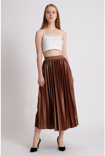 Deppoist Kadın Piliseli Parlak Etek