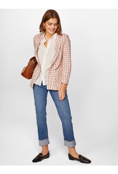 Faik Sönmez Kadın Kareli Tüvit Ceket 60211