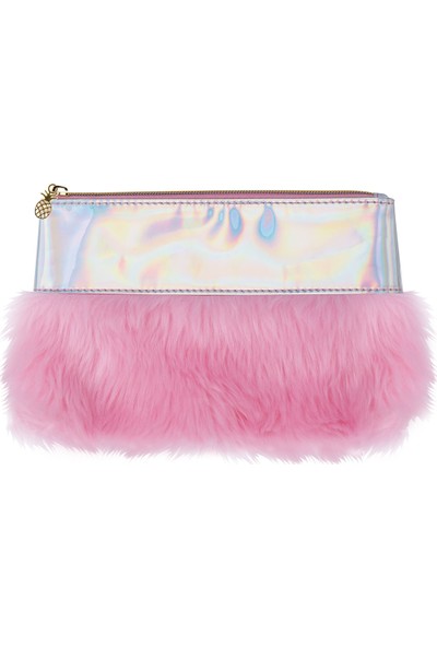 Pyrus Peluş Makyaj Çantası Pembe Gümüş