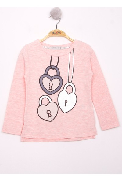 Toontoy Kız Çocuk Kalp Baskılı T-Shirt