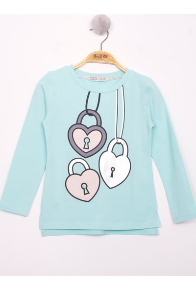 Toontoy Kız Çocuk Kalp Baskılı T-Shirt