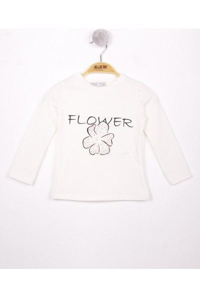 Toontoy Kız Çocuk Flower Baskılı T-Shirt