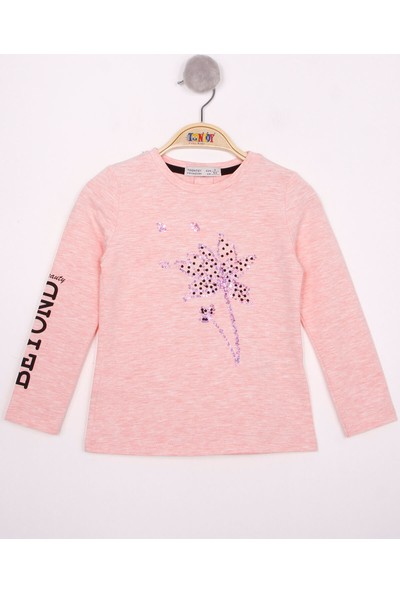 Toontoy Kız Çocuk Çiçek Nakışlı T-Shirt