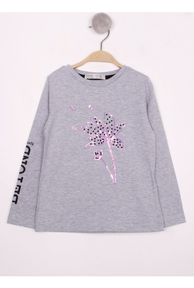 Toontoy Kız Çocuk Çiçek Nakışlı T-Shirt