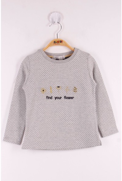 Toontoy Kız Çocuk Yazı Nakışlı Puanlı T-Shirt