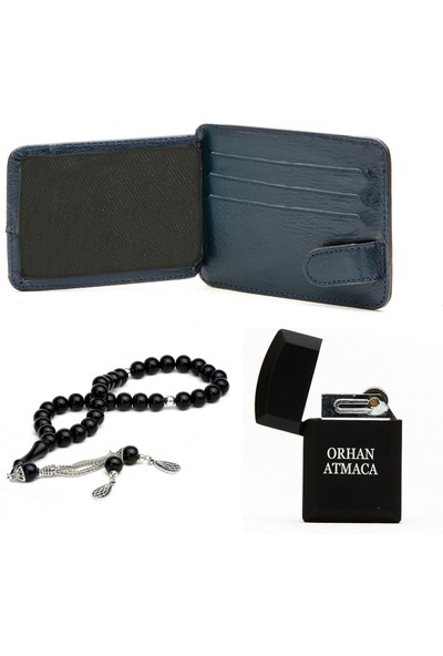 Fotomcity Kişiye Özel Deri Lacivert Cüzdan Tesbih Ve Çakmak Fotomcity Kişiye Özel Deri Lacivert Cüzdan Tesbih Ve Çakmak
