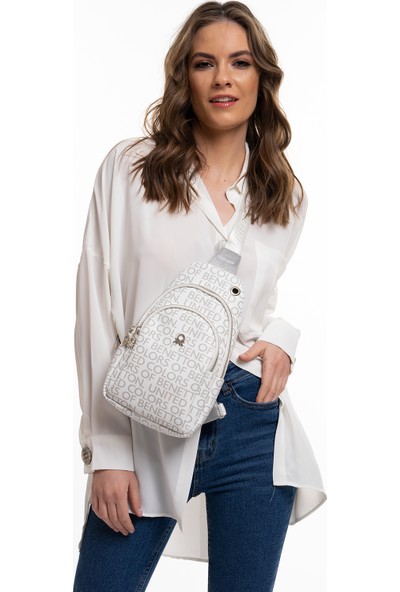 Benetton Kadın Vücut Çantası Beyaz-Gümüş BNT168