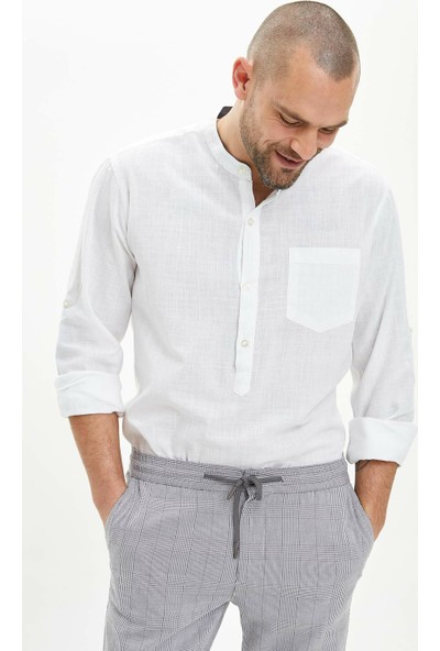 DeFacto Slim Fit Hakim Yaka Uzun Kollu Gömlek M9434AZ20SM