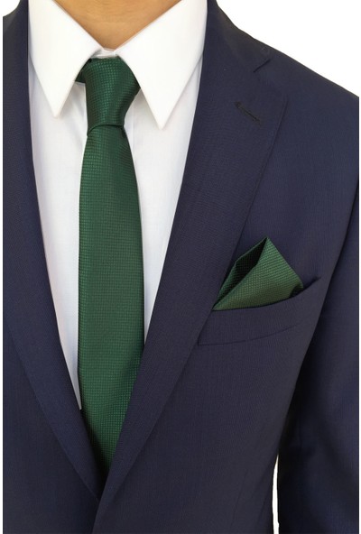 Tezgah İstanbul Yeşil Kravat Mendil Seti