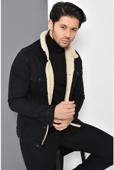 Tena Moda Erkek Siyah Kürklü Kot Mont Ceket Tena Moda Erkek Siyah Kürklü Kot Mont Ceket