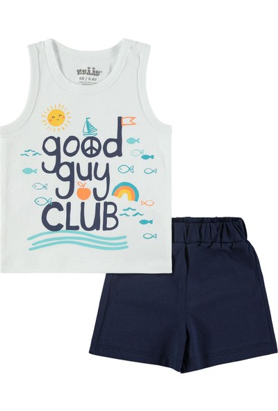 Kujju Erkek Bebek Şortlu Takım 6-18 Ay Beyaz