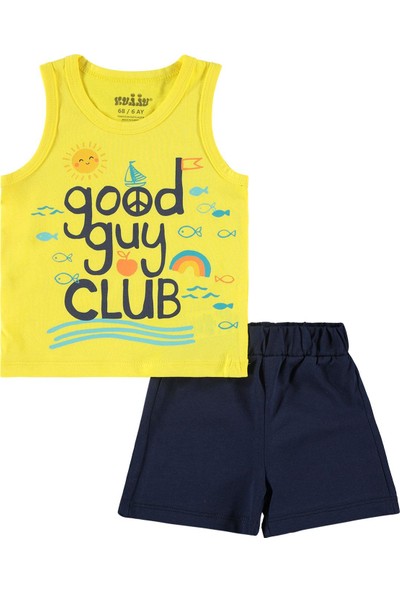 Kujju Erkek Bebek Şortlu Takım 6-18 Ay Sarı