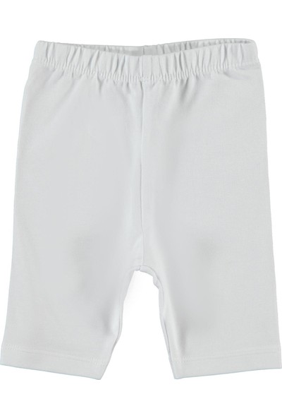 Kujju Kız Bebek Düz Model Diz Altı 6-18 Ay Tayt Beyaz