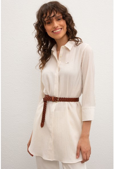 U.S. Polo Assn. Bayan Ecru Gömlek Uzunkol