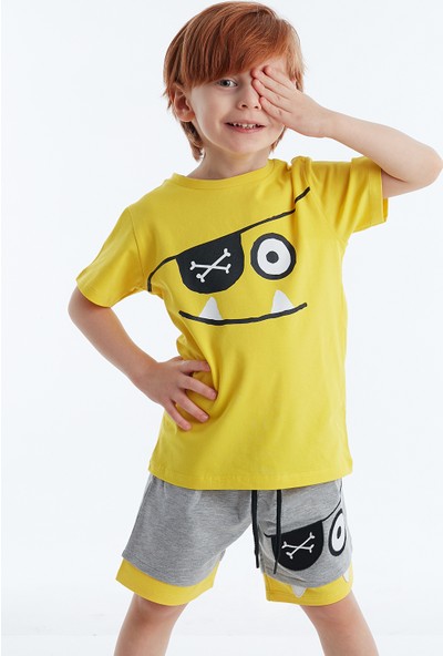 Denokids Dişlek Korsan Erkek Çocuk Şort Takım