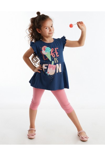 Denokids Fun Fırfırlı Kız Çocuk Tunik Takım