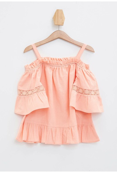 Defacto Kız Çocuk Volanlı Yarım Kollu Bluz N2778A620SP