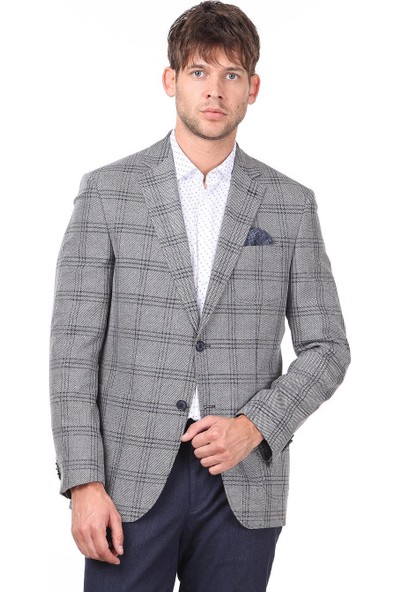 Kip Erkek Kareli Dokuma Ceket