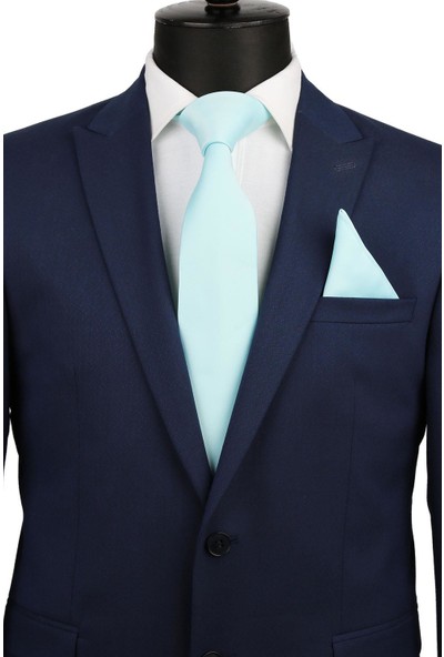 Kravatkolik Su Yeşili Mendilli Düz Saten Kravat KK1141 Kravatkolik Su Yeşili Mendilli Düz Saten Kravat KK1141