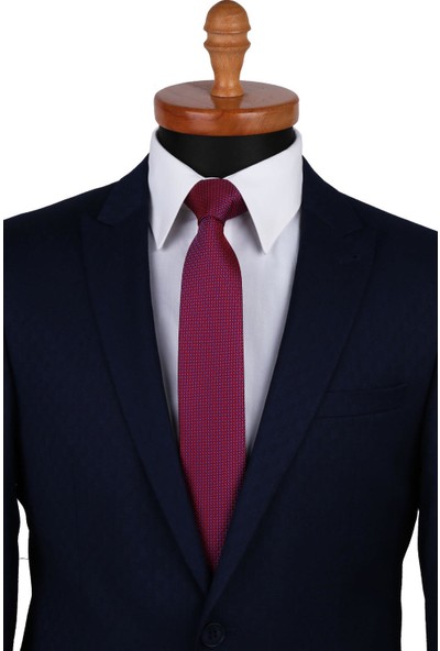 Kravatkolik Kırmızı Nokta Desen Slim Kravat SK7333