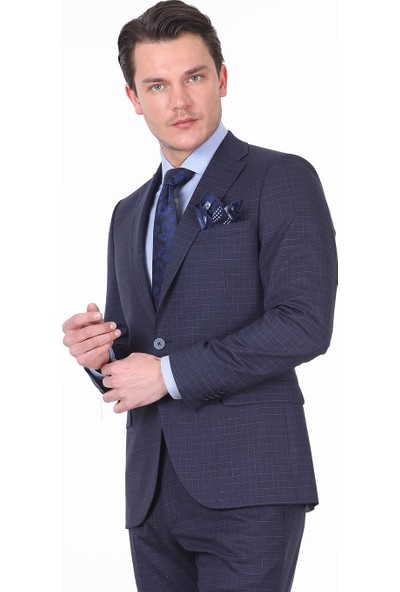 Kip Erkek Kareli Dokuma Takım Elbise