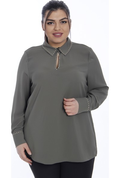 Hanezza Yaka Ve Manşet Taşlı Bluz Hanezza Yaka Ve Manşet Taşlı Bluz