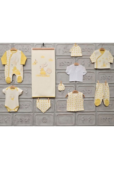 Bebitof Kız Bebek Kaplumbağa 10 Parça Hastane Çıkış Zıbın Seti - Sarı