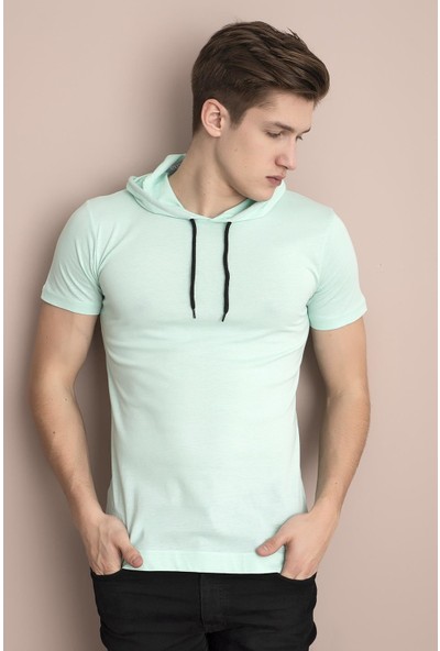 Tena Moda Erkek Mint Kapüşonlu Düz Tişört Tena Moda Erkek Mint Kapüşonlu Düz Tişört