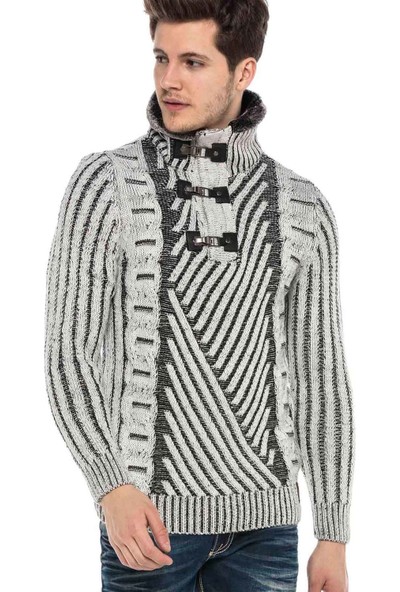 Cipo&Baxx CP212 Yakası Kürklü Dokulu Kilitli Çizgili Kalın Kazak XXL Cipo&Baxx CP212 Yakası Kürklü Dokulu Kilitli Çizgili Kalın Kazak XXL