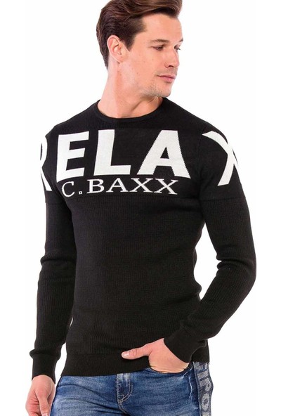 Cipo&Baxx CP202 Relax Yazılı Slim Fit Triko Kazak S Cipo&Baxx CP202 Relax Yazılı Slim Fit Triko Kazak S