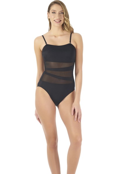 Estiva Straplez Tüllü Mayo - Siyah 38