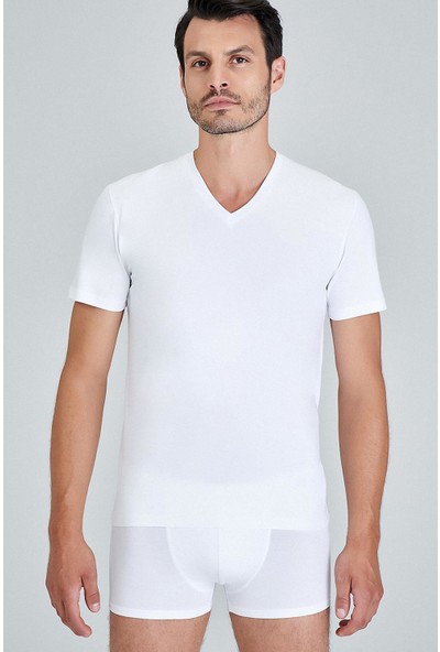 Kom Kısa Kol Koton Modal Erkek Antonio V Yaka Tshirt Kom Kısa Kol Koton Modal Erkek Antonio V Yaka Tshirt