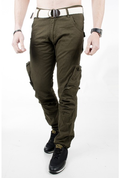Deepsea Haki Dar Kesim Cepleri Ters-Fermuarlı Erkek Kargo Pantolon 1611193-023