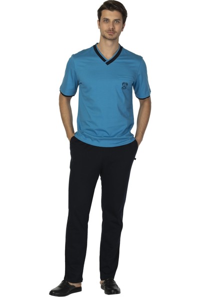 D's Damat V Yaka Kısakol Pijama Takımı