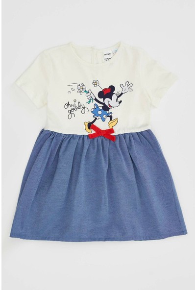 DeFacto Kız Bebek Disney Mickey & Minnie Lisanslı Regular Fit Elbise N5535A220SP