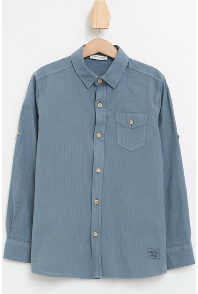 Defacto Erkek Çocuk Tek Cepli Kolu Katlamalı Pamuklu Gömlek M4546A620SP