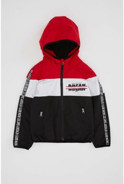 DeFacto Erkek Çocuk Kapüşonlu Renk Bloklu Yağmurluk R0249A620SP DeFacto Erkek Çocuk Kapüşonlu Renk Bloklu Yağmurluk R0249A620SP