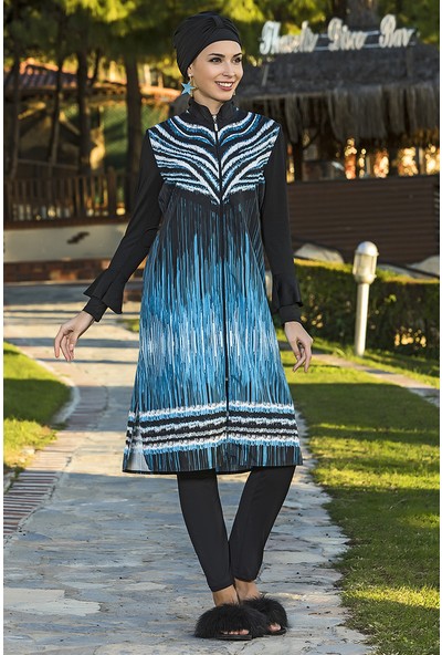 Armes Tasarım Tam Kapalı Tesettür Mayo Desenli 301/172 Siyah