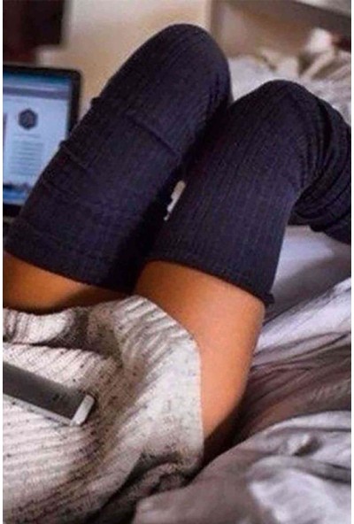 Merry See Parfümlü Örgü Diz Üstü Çorap Lacivert